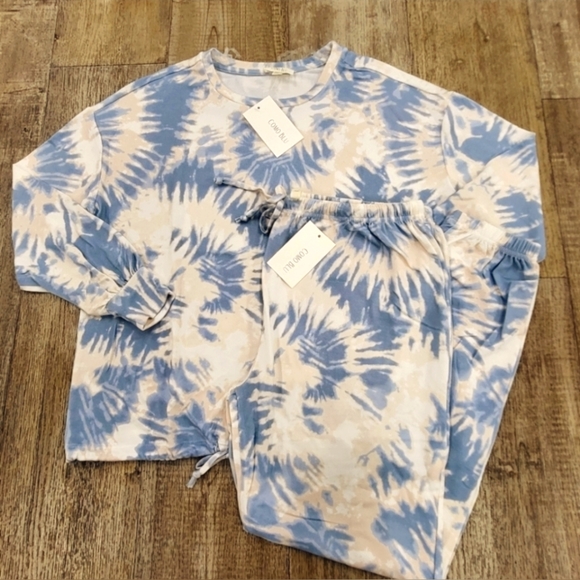 Como Blu | Pants & Jumpsuits | Nwt Como Blu Thin Matching Tiedyed ...